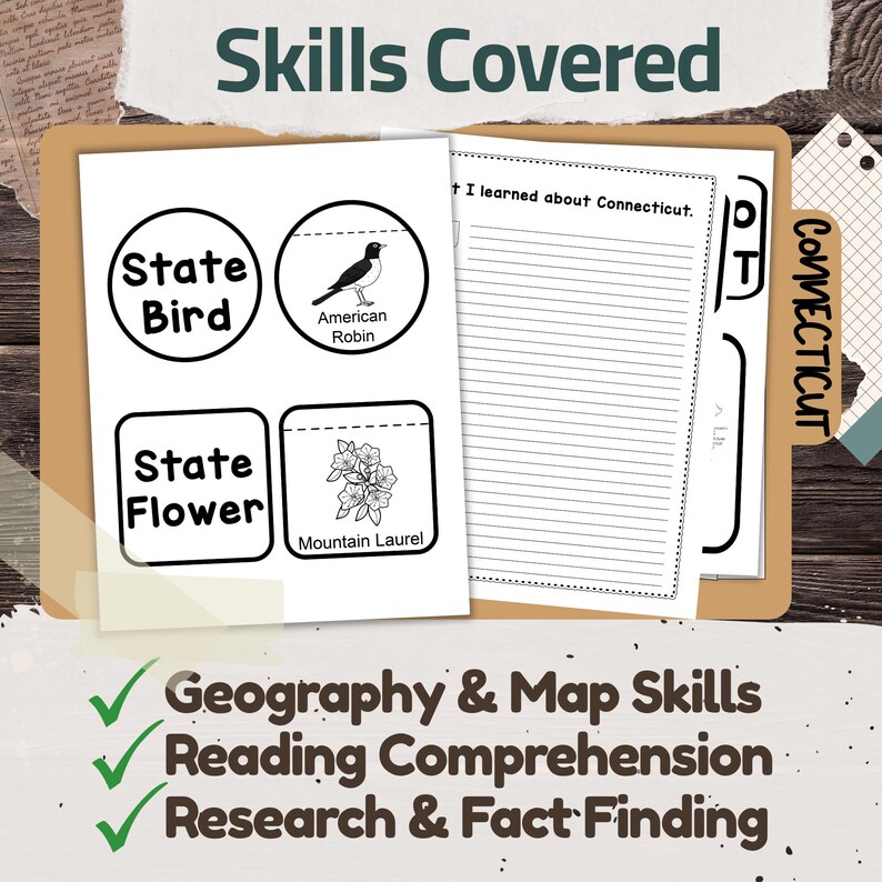 Connecticut State Lapbook: Printable Geography and History Notebook ...