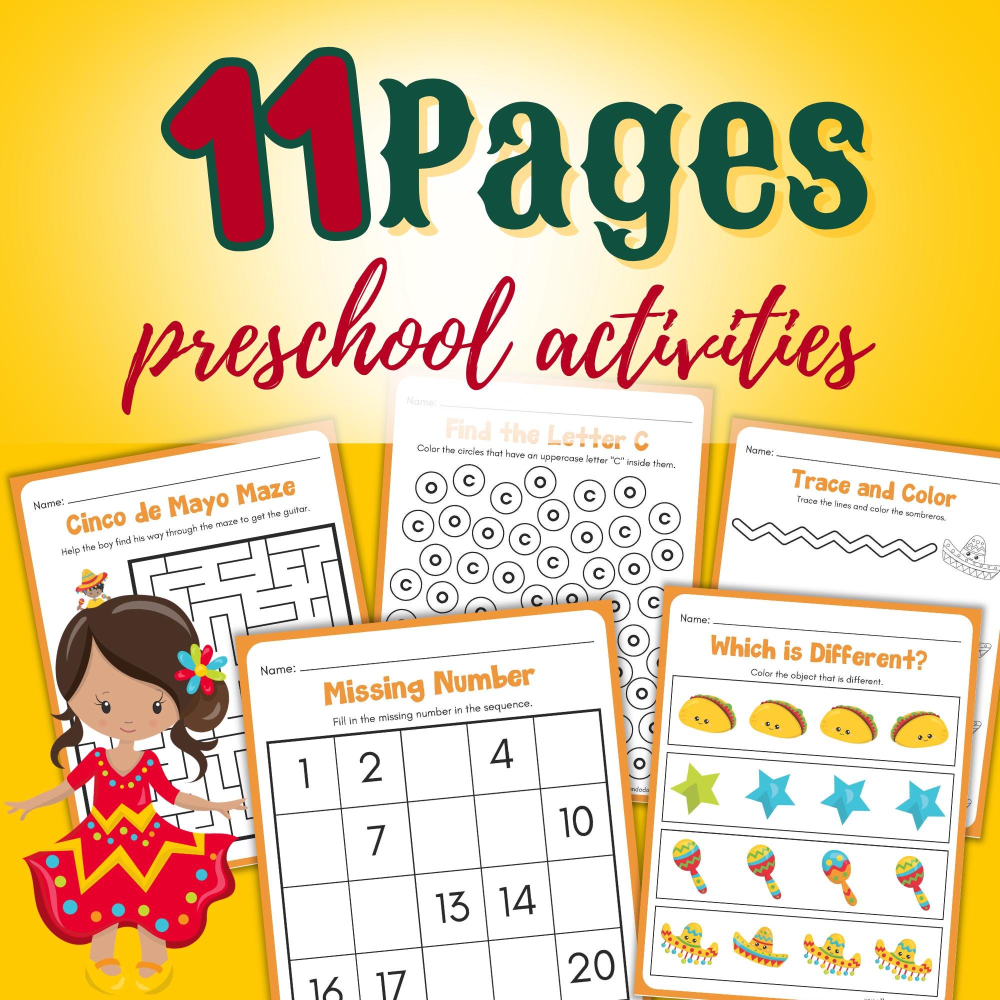 Cinco De Mayo Preschool Worksheets | Printable Activity Pack | Early ...