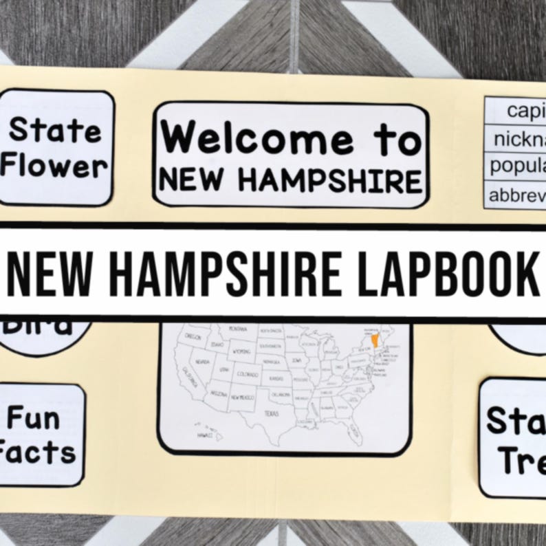 New Hampshire State Lapbook: Printable Geography and History Notebook ...