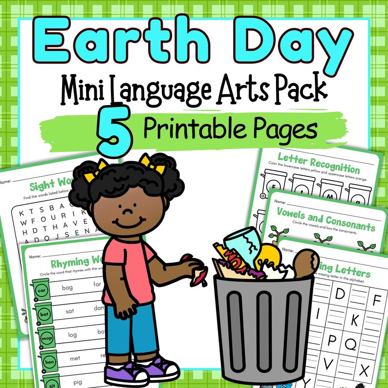 Earth Day Preschool Worksheets: Letter Recognition, Rhyming, Sight ...