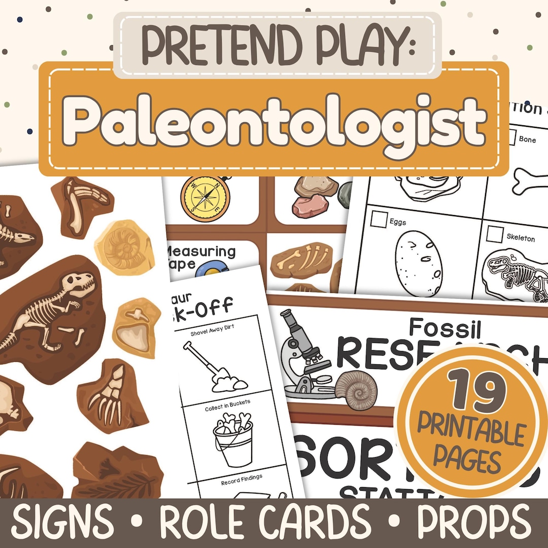 Paleontologist Play Pretend Set for Kids | Dinosaur Fossil Dig Dramatic ...