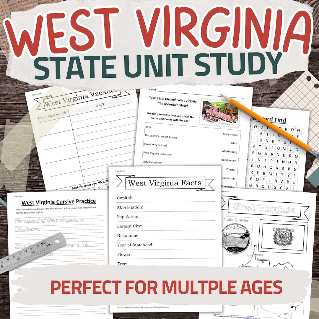 West Virginia State Worksheet Pack: Printable Geography and History ...