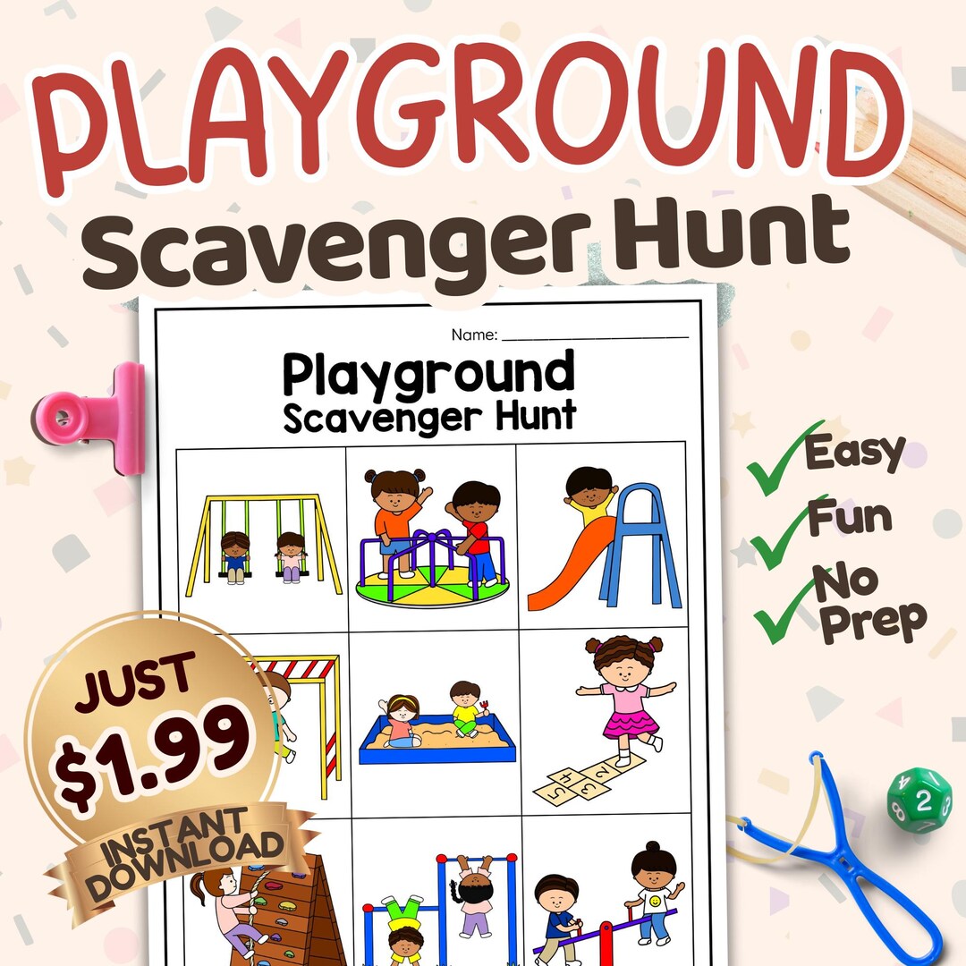 Playground Easy Scavenger Hunt Printable | Kids Activity | No Prep Game ...