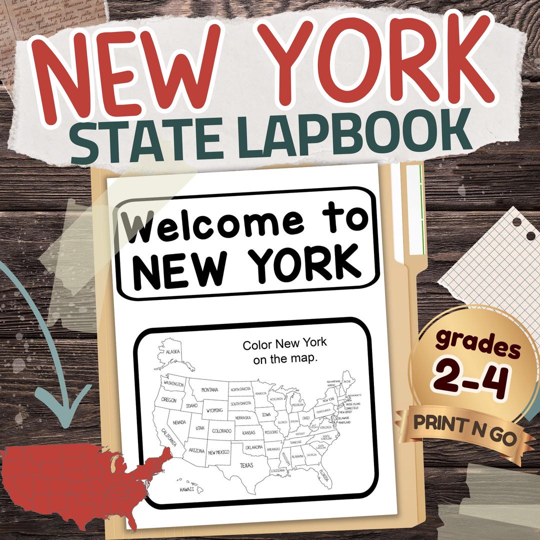 New York State Lapbook: Printable Geography and History Notebook Pages ...