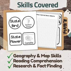 Alabama State Lapbook: Printable Geography and History Notebook Pages ...