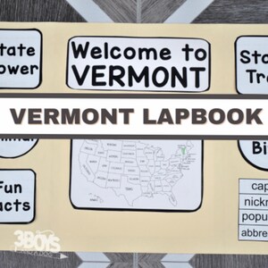 Vermont State Lapbook: Printable Geography and History Notebook Pages ...