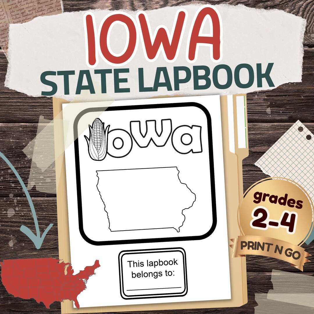 Iowa State Lapbook: Printable Geography and History Notebook Pages Pack ...