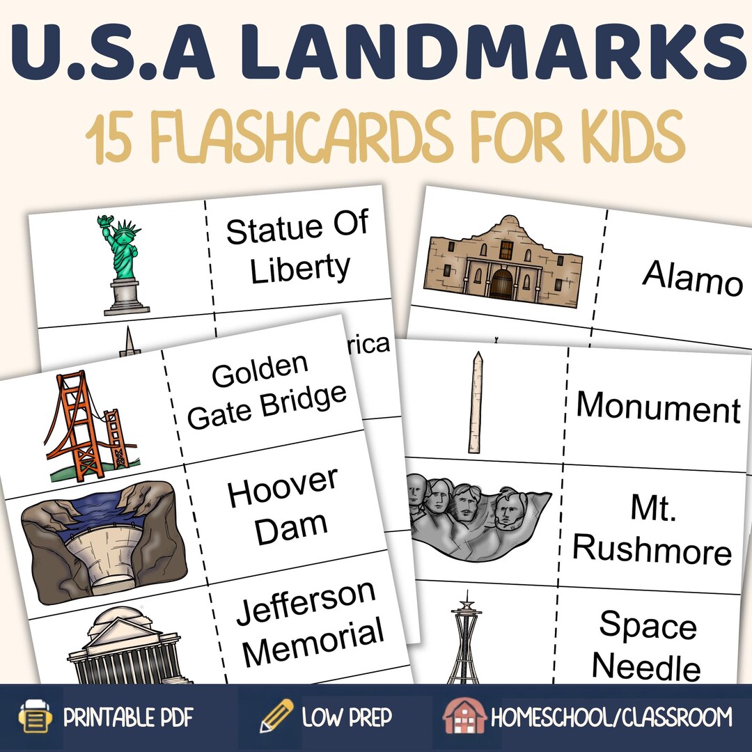 US Landmarks Flashcards | American Landmarks Printable Cards ...