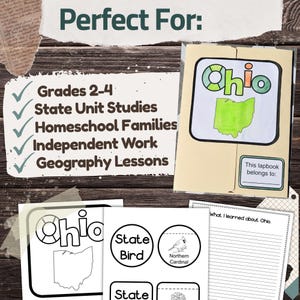 Ohio State Lapbook: Printable Geography and History Notebook Pages Pack ...