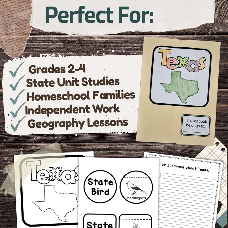 Texas State Lapbook: Printable Geography and History Notebook Pages ...