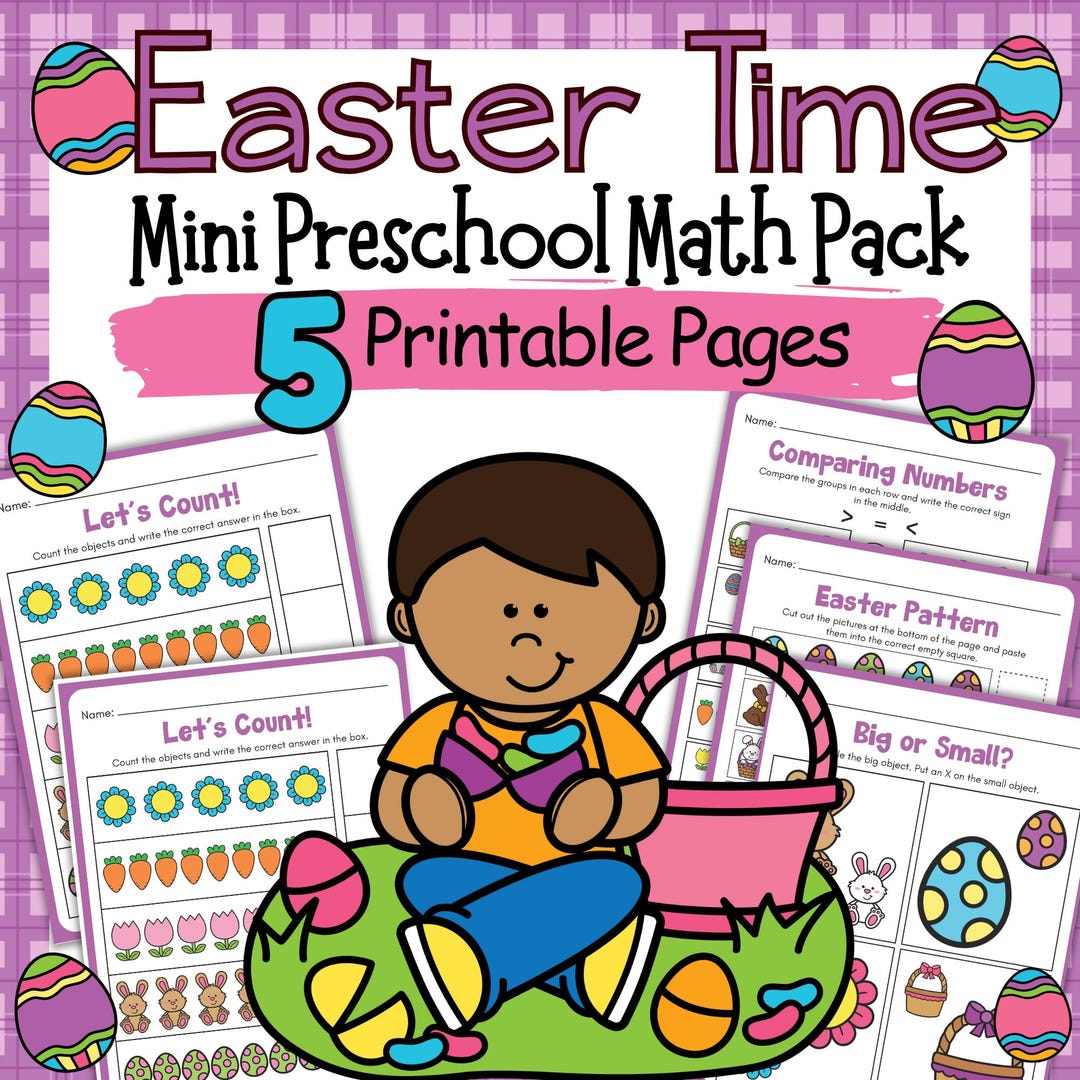 Preschool Math Printables Easter Counting Number Tracing Addition ...