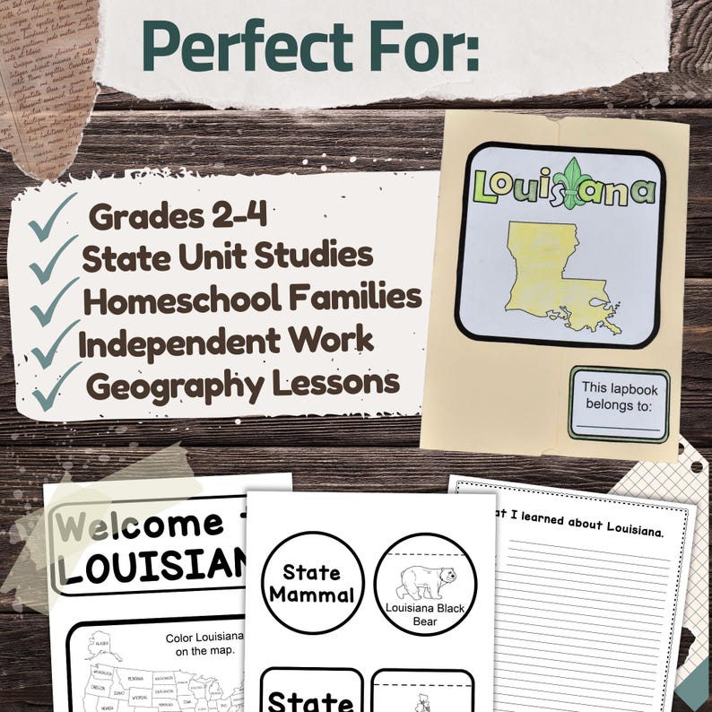 Louisiana State Lapbook: Printable Geography and History Notebook Pages ...