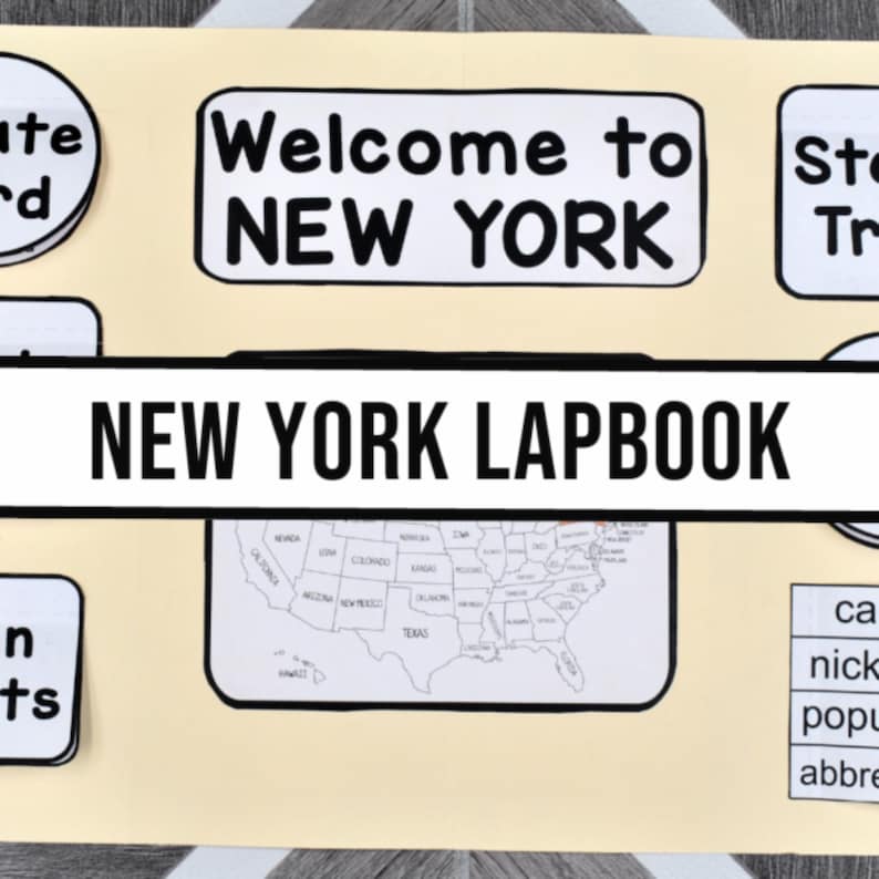 New York State Lapbook: Printable Geography and History Notebook Pages ...