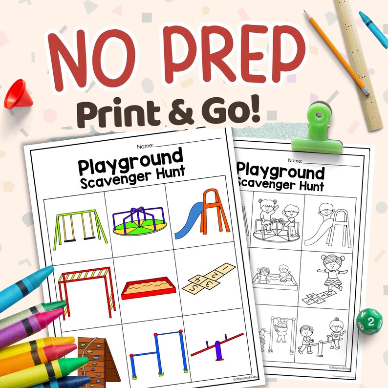 Playground Easy Scavenger Hunt Printable | Kids Activity | No Prep Game ...