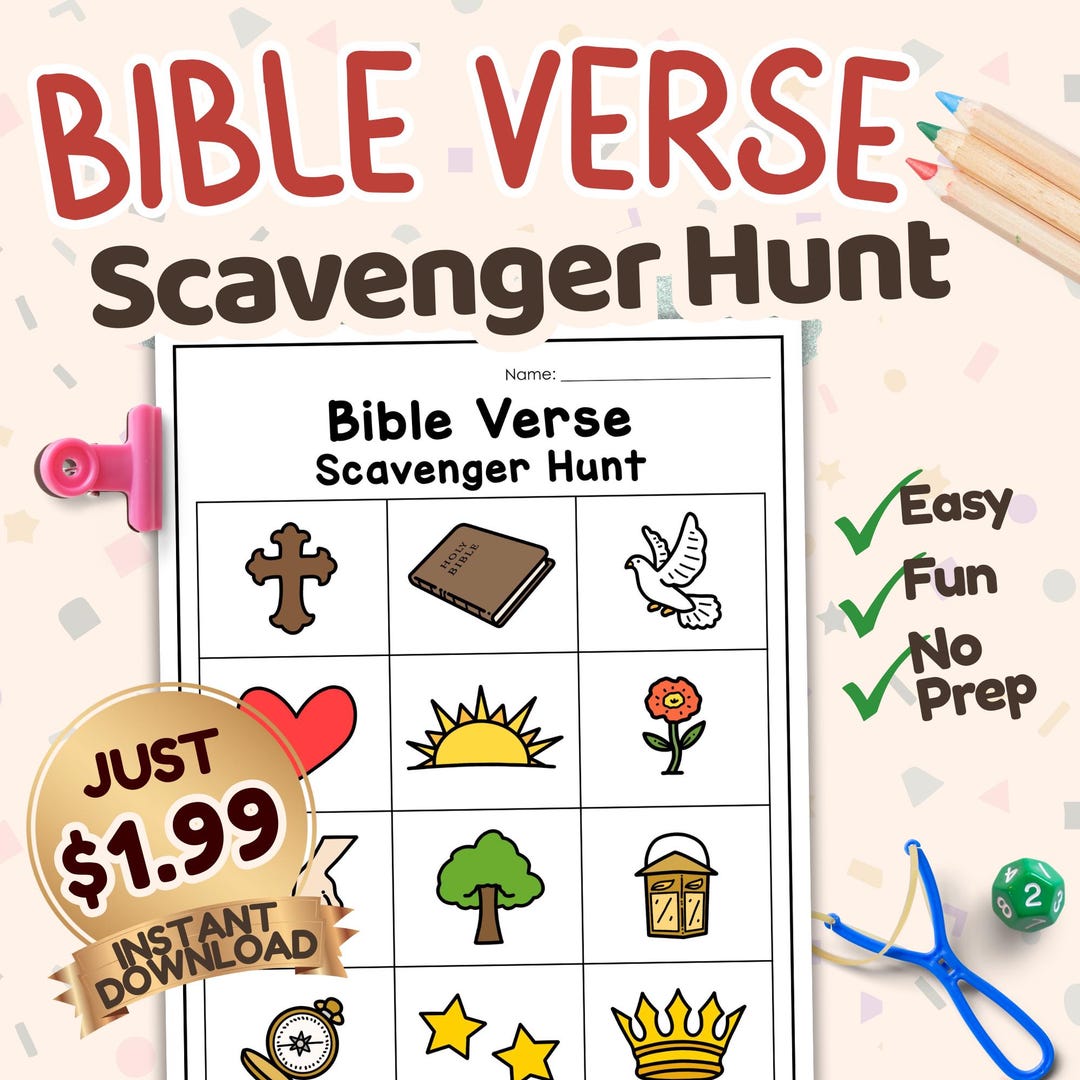 Kids' Bible Verse Easy Scavenger Hunt | Printable Sunday School ...