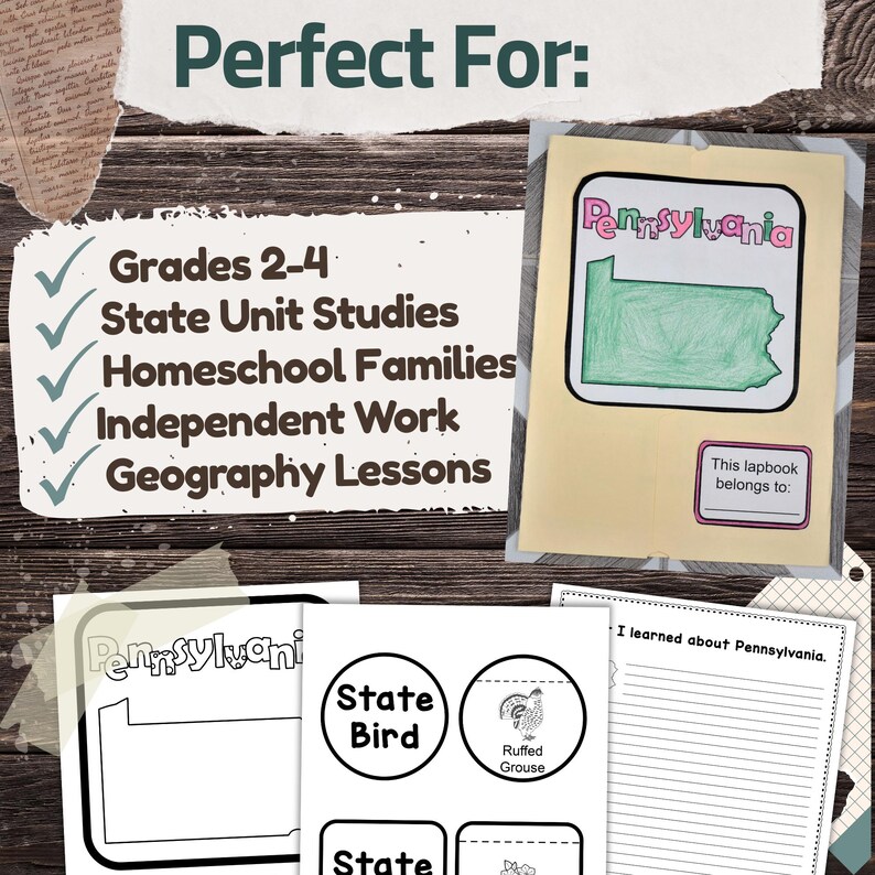Pennsylvania State Lapbook: Printable Geography and History Notebook ...