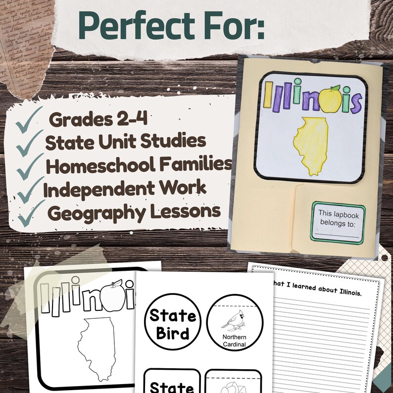 Illinois State Lapbook: Printable Geography and History Notebook Pages ...