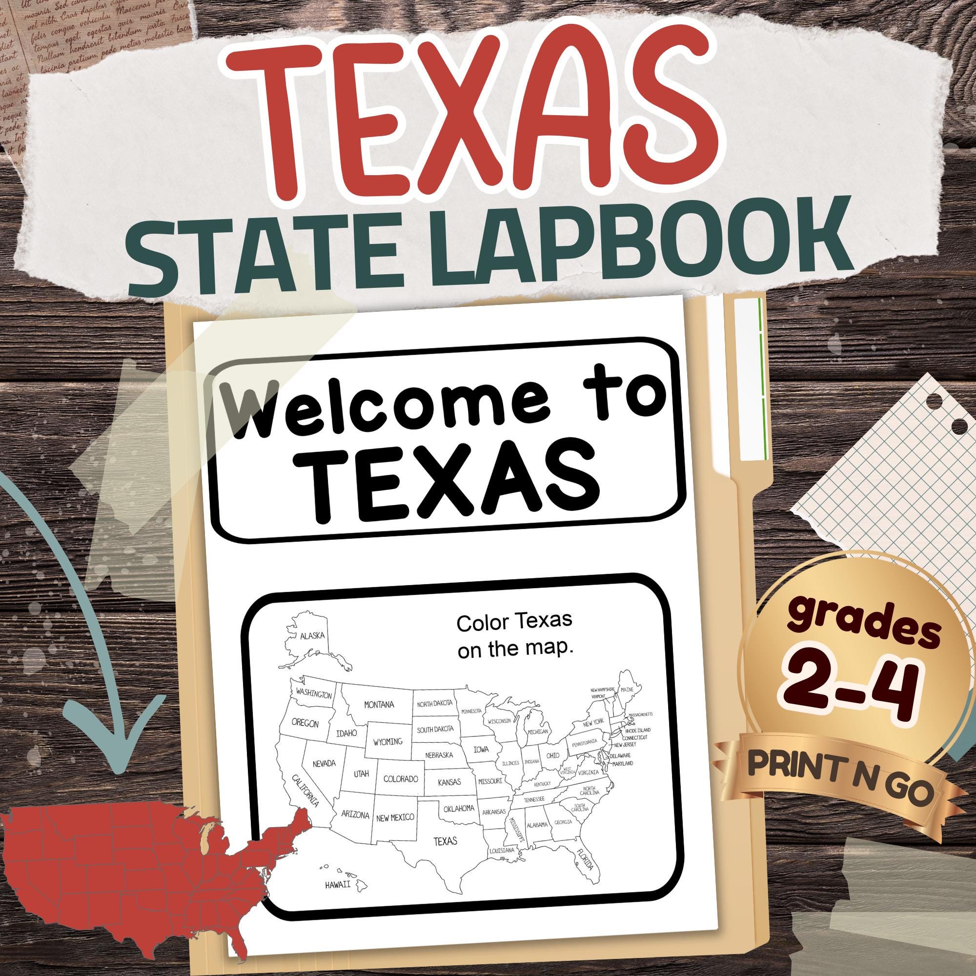 Texas State Lapbook: Printable Geography and History Notebook Pages ...