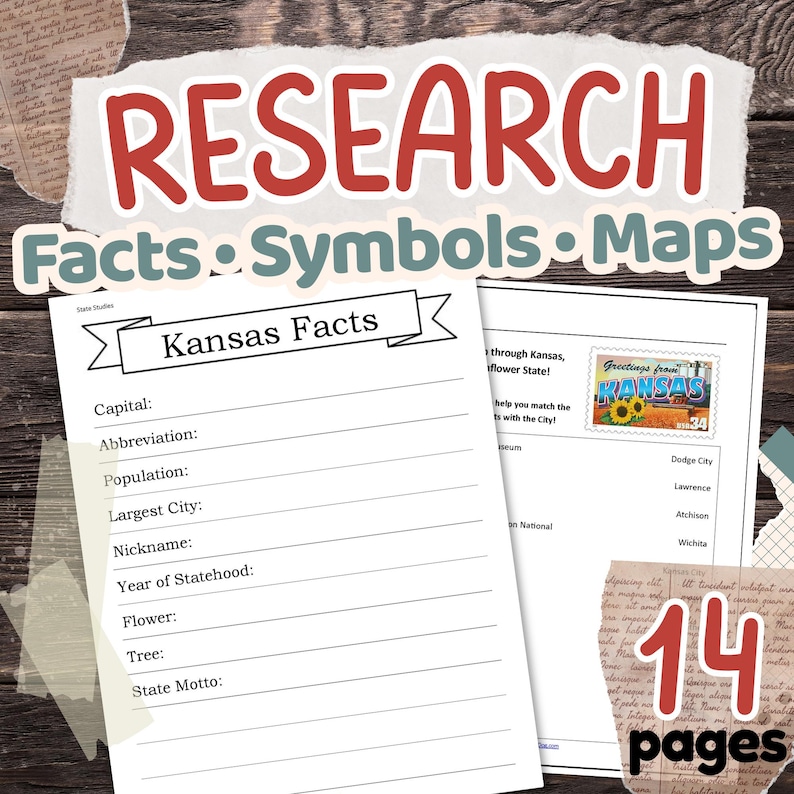 Kansas State Worksheet Pack: Printable Geography and History Unit Study ...