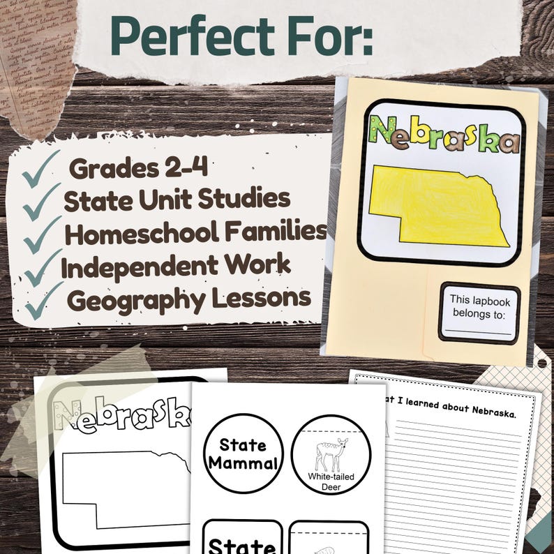 Nebraska State Lapbook: Printable Geography and History Notebook Pages ...