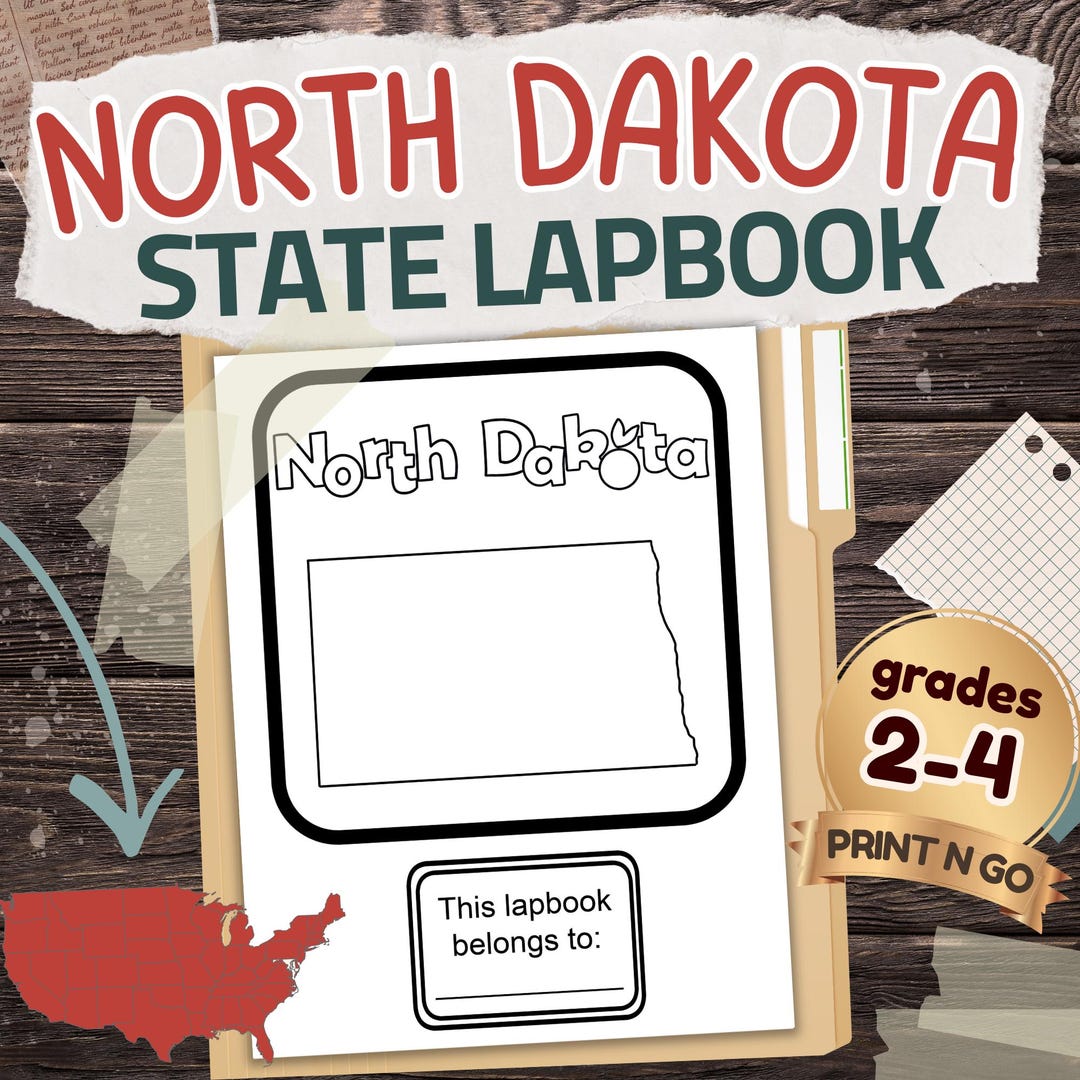 North Dakota State Lapbook: Printable Geography and History Notebook ...