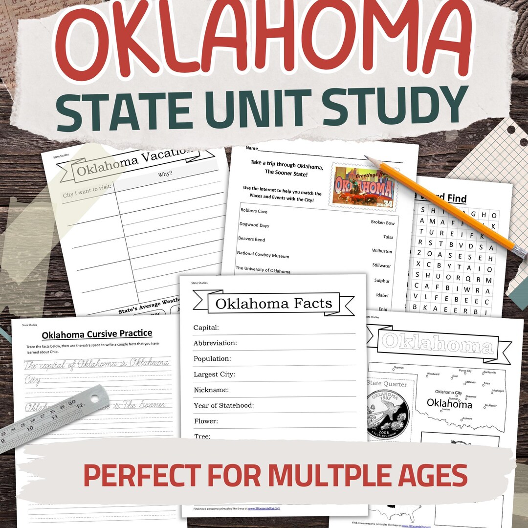 Oklahoma State Worksheet Pack: Printable Geography and History Unit ...