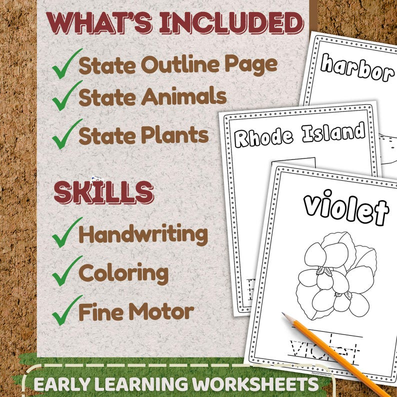 Rhode Island Preschool Worksheets | State Symbols Prek Kindergarten ...