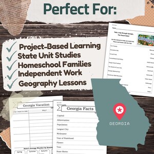 Georgia State Worksheet Pack: Printable Geography and History Unit ...