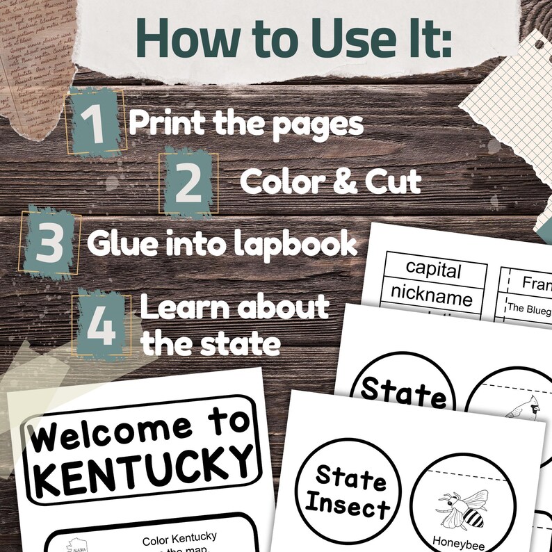 Kentucky State Lapbook: Printable Geography and History Notebook Pages ...