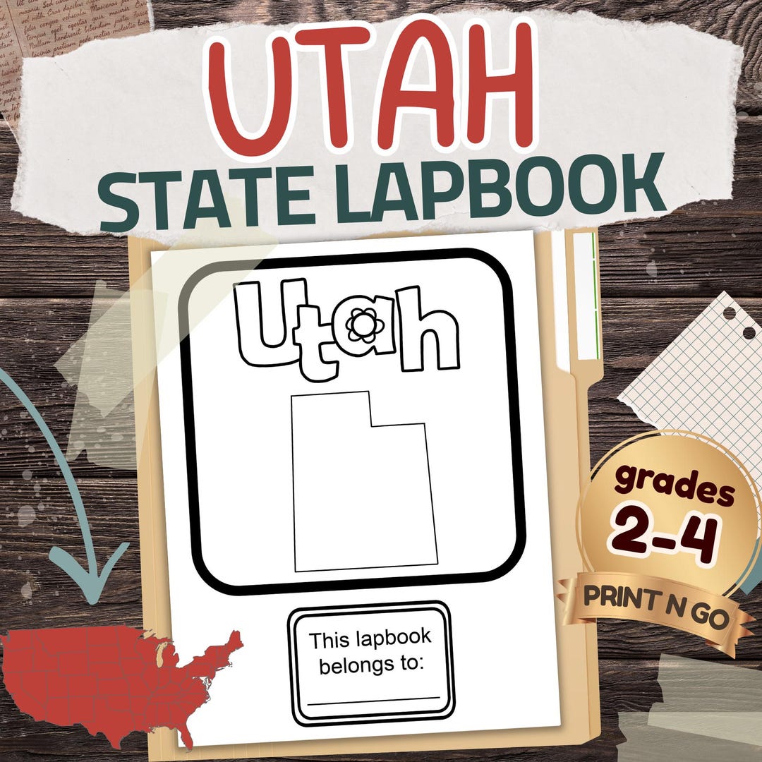 Utah State Lapbook: Printable Geography and History Notebook Pages Pack ...