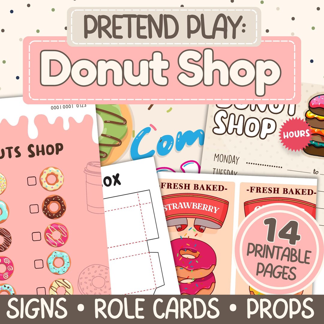 Donut Shop Pretend Play | Kids Bakery Role Play Activity | Printable ...