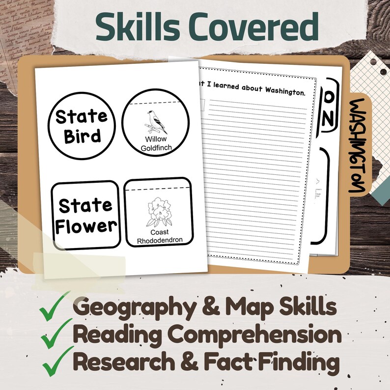Washington State Lapbook: Printable Geography and History Notebook ...