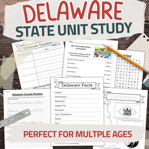 Delaware State Worksheet Pack: Printable Geography and History Unit ...