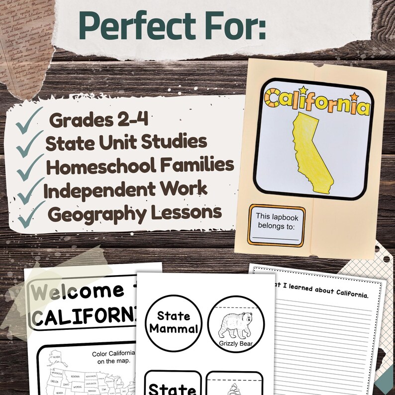 California State Lapbook: Printable Geography and History Notebook ...