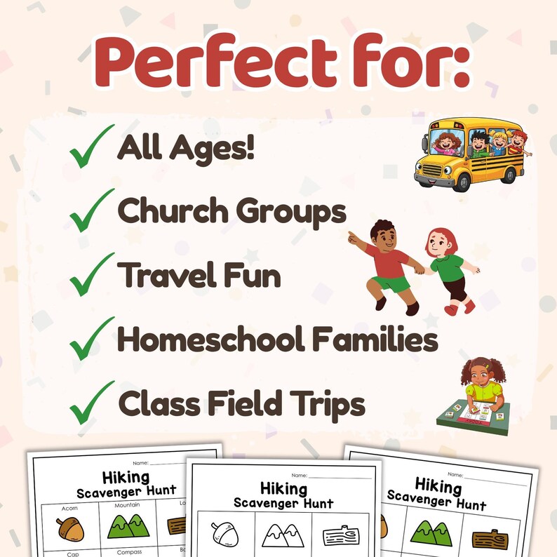 Hiking Easy Scavenger Hunt Printable | Kids Activity | No Prep Game - Etsy