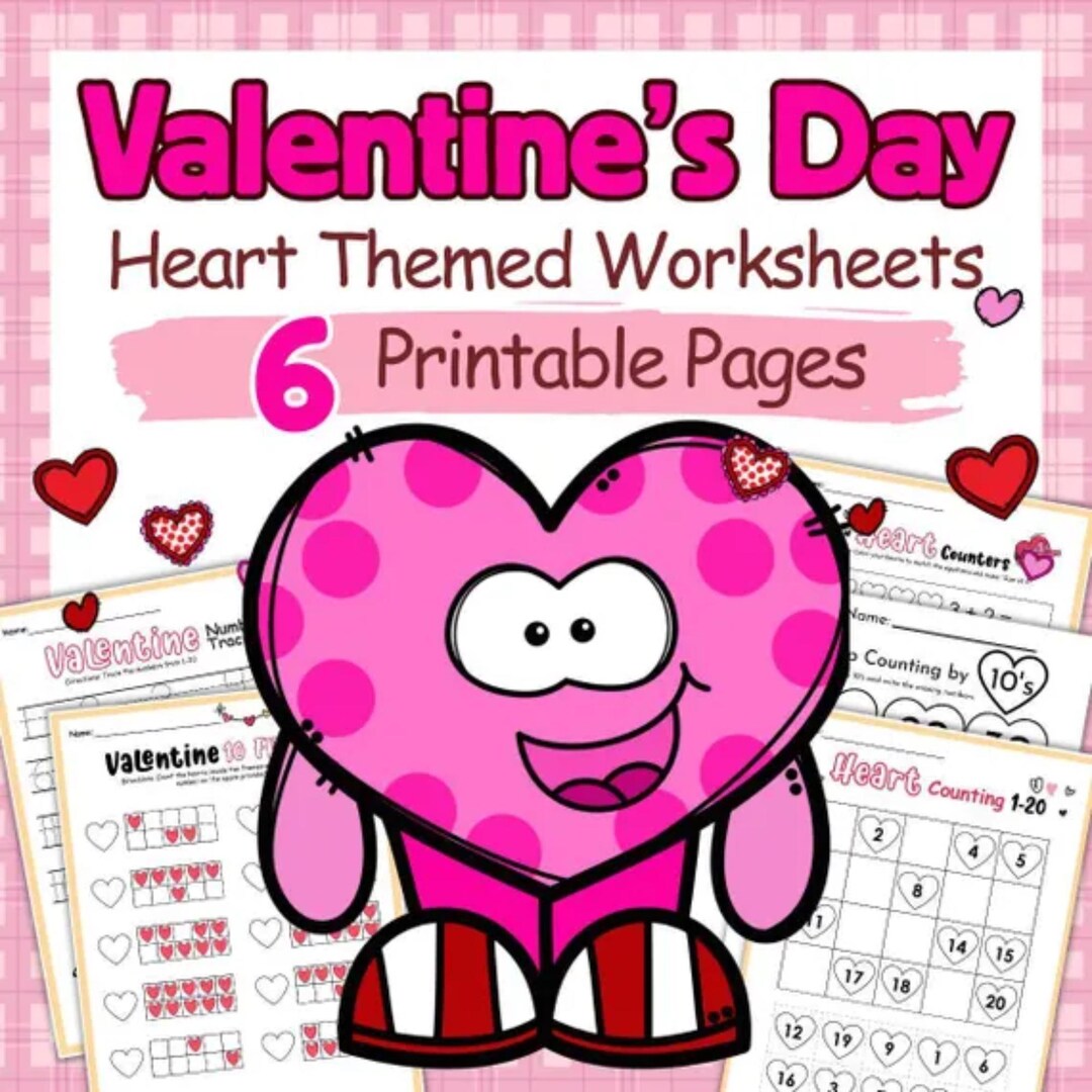 Preschool Worksheets Valentine Hearts Math: Counting 1-20, Ten Frames ...