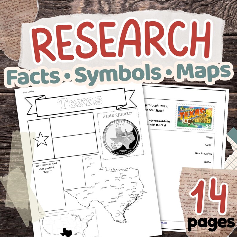 Texas State Worksheet Pack: Printable Geography and History Unit Study ...