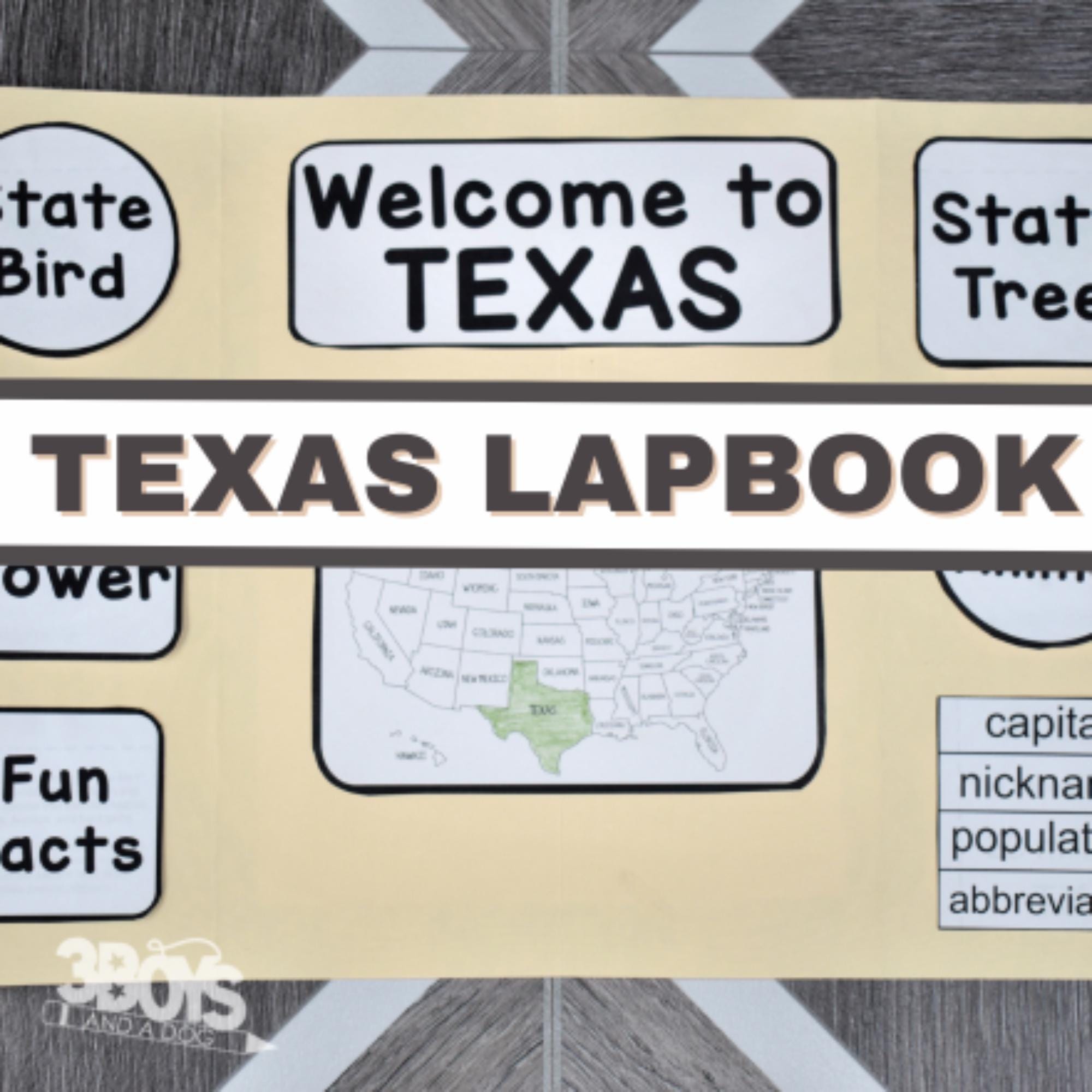Texas State Lapbook: Printable Geography and History Notebook Pages ...