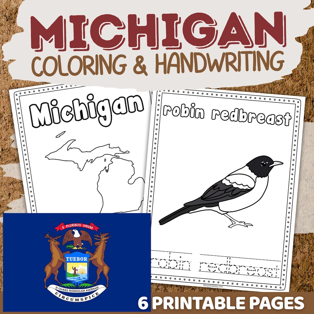 Michigan Preschool Worksheets | State Symbols Prek Kindergarten Social ...