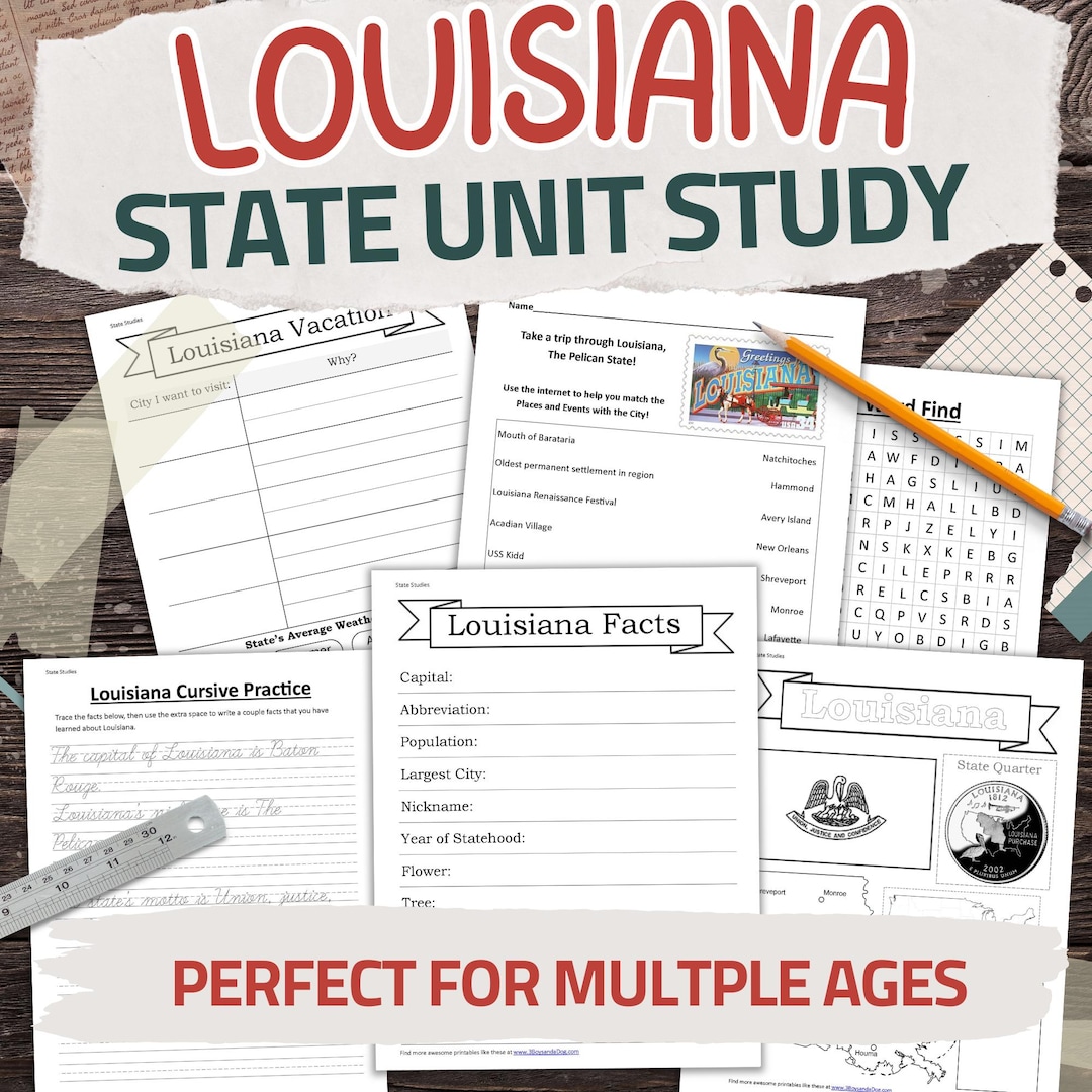 Louisiana State Worksheet Pack: Printable Geography and History Unit ...