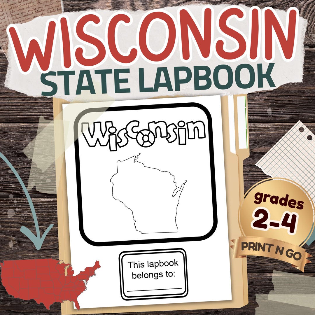 Wisconsin State Lapbook: Printable Geography and History Notebook Pages ...