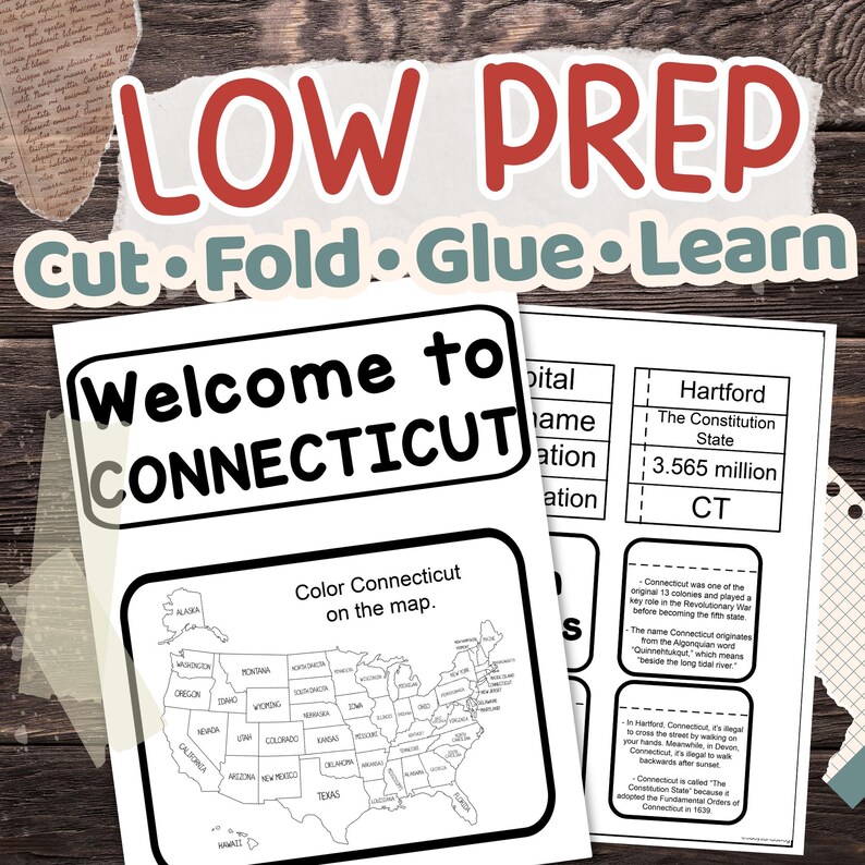Connecticut State Lapbook: Printable Geography and History Notebook ...