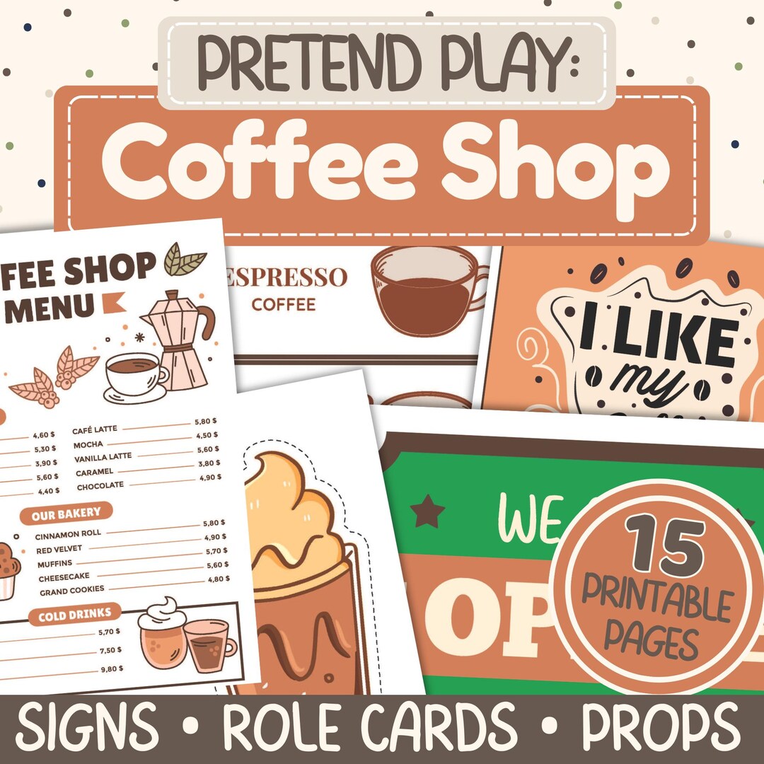 Coffee Shop Pretend Play Set for Kids | Dramatic Play Cafe Barista ...