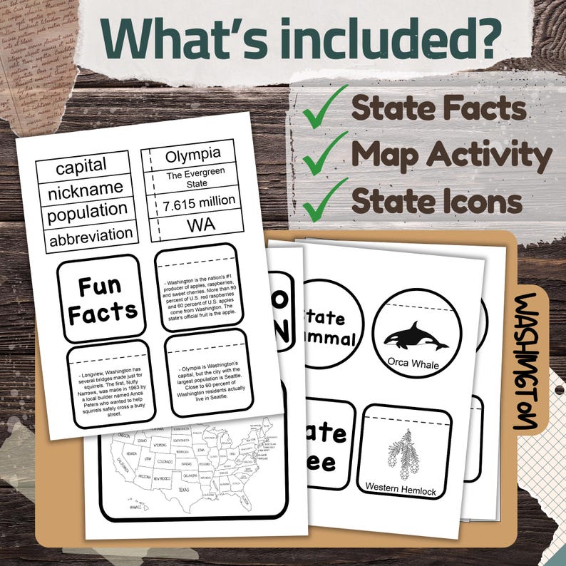 Washington State Lapbook: Printable Geography and History Notebook ...