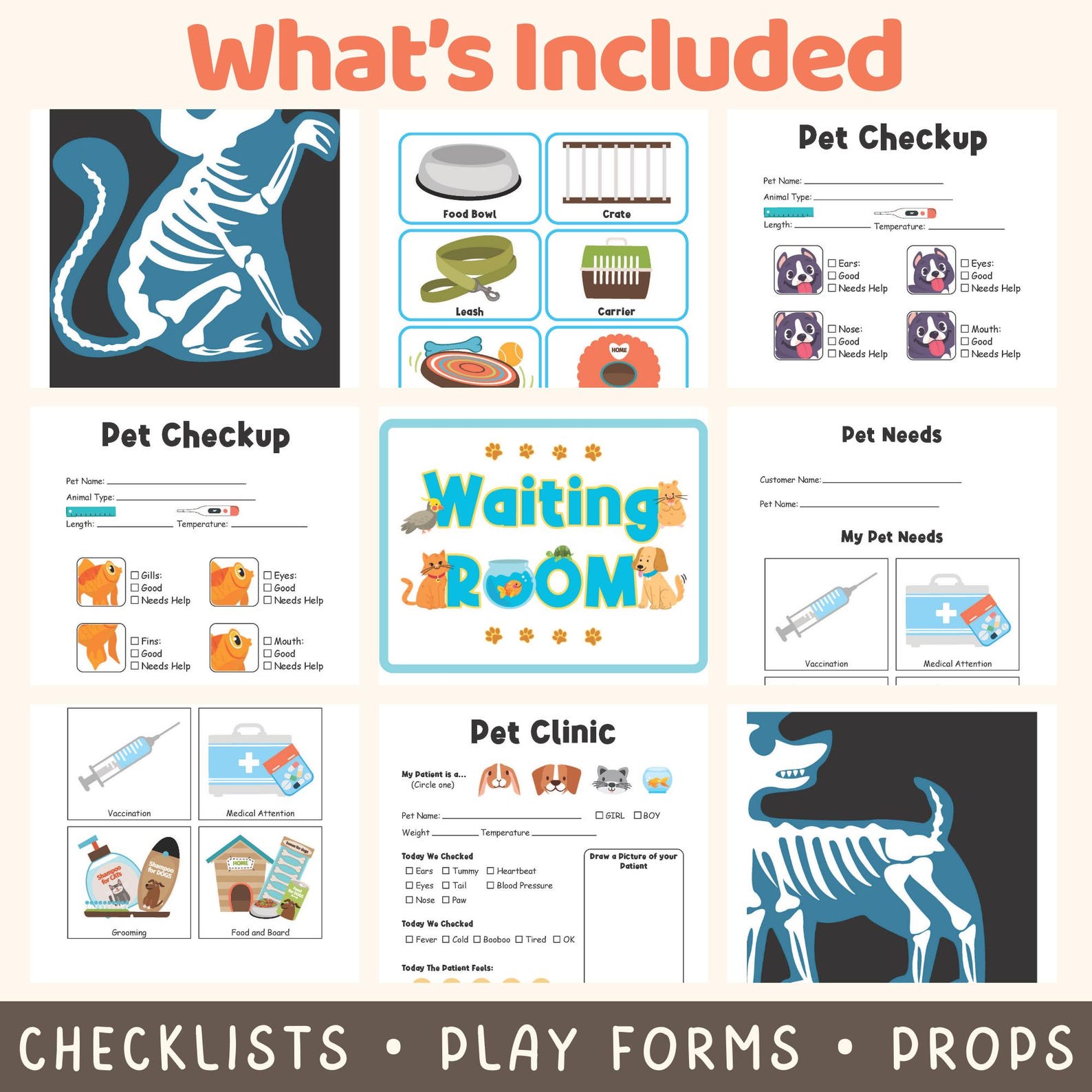 Pet Vet Pretend Play Set for Kids | Dramatic Veterinarian Clinic ...
