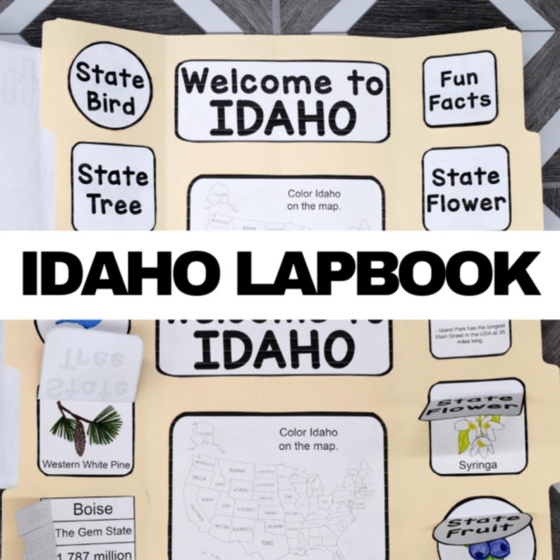 Idaho State Lapbook: Printable Geography and History Notebook Pages ...