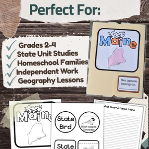 Maine State Lapbook: Printable Geography and History Notebook Pages ...