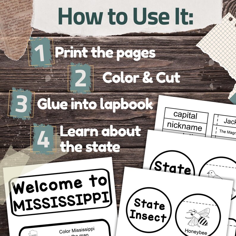 Mississippi State Lapbook: Printable Geography and History Notebook ...