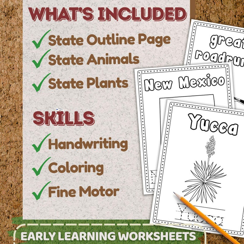 New Mexico Preschool Worksheets | State Symbols Prek Kindergarten ...