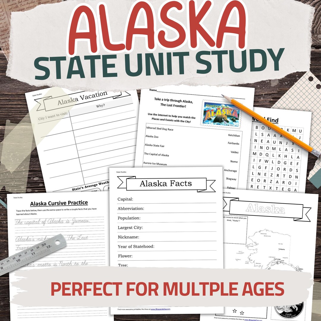 Alaska State Worksheet Pack: Printable Geography and History Unit Study ...